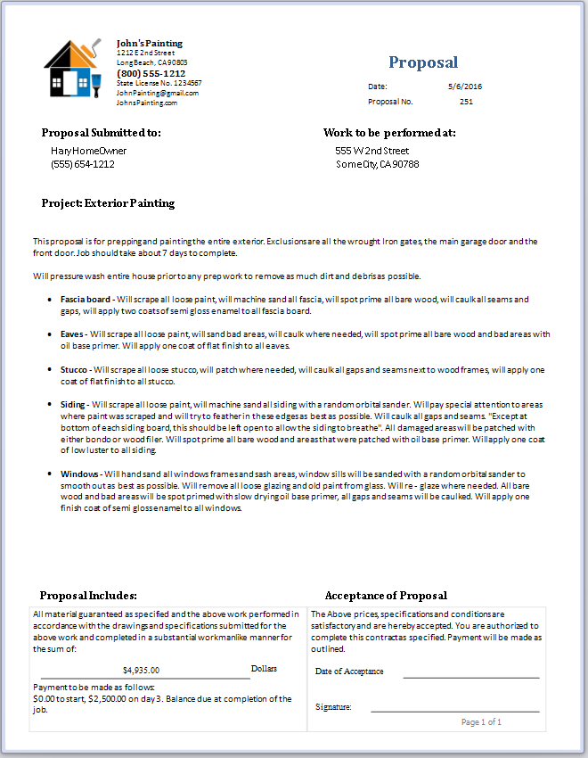 Painting Proposal Template